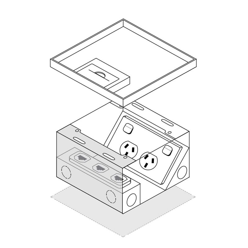FOBSS19R1STDO3D - FFOB-149/2P3D Floor Box 1 x Standard Double GPO 3 x ...