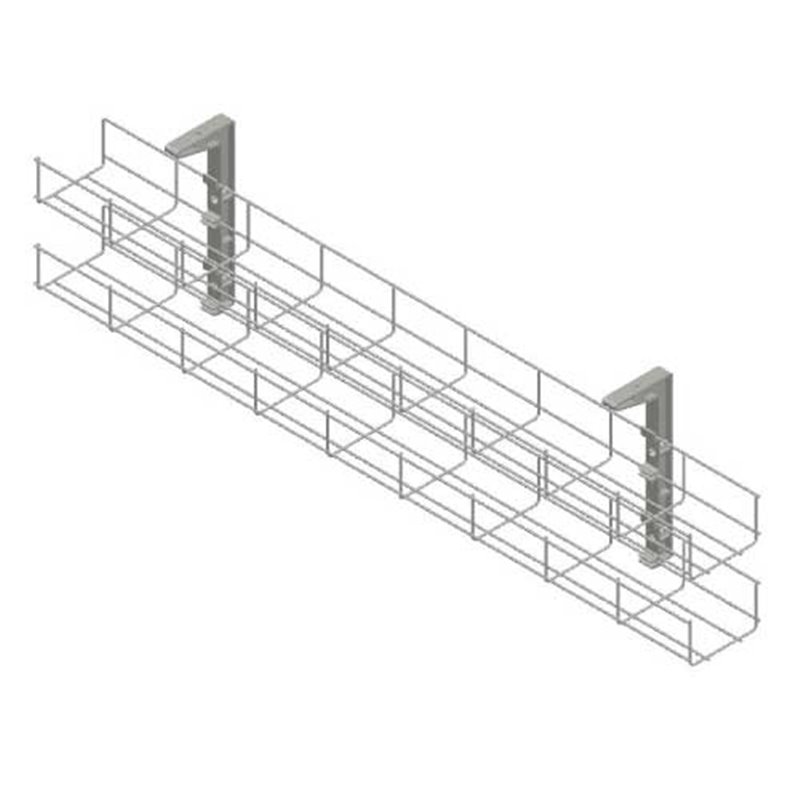 2400mm Double Tier Under Desk Cable Basket KIT (White)