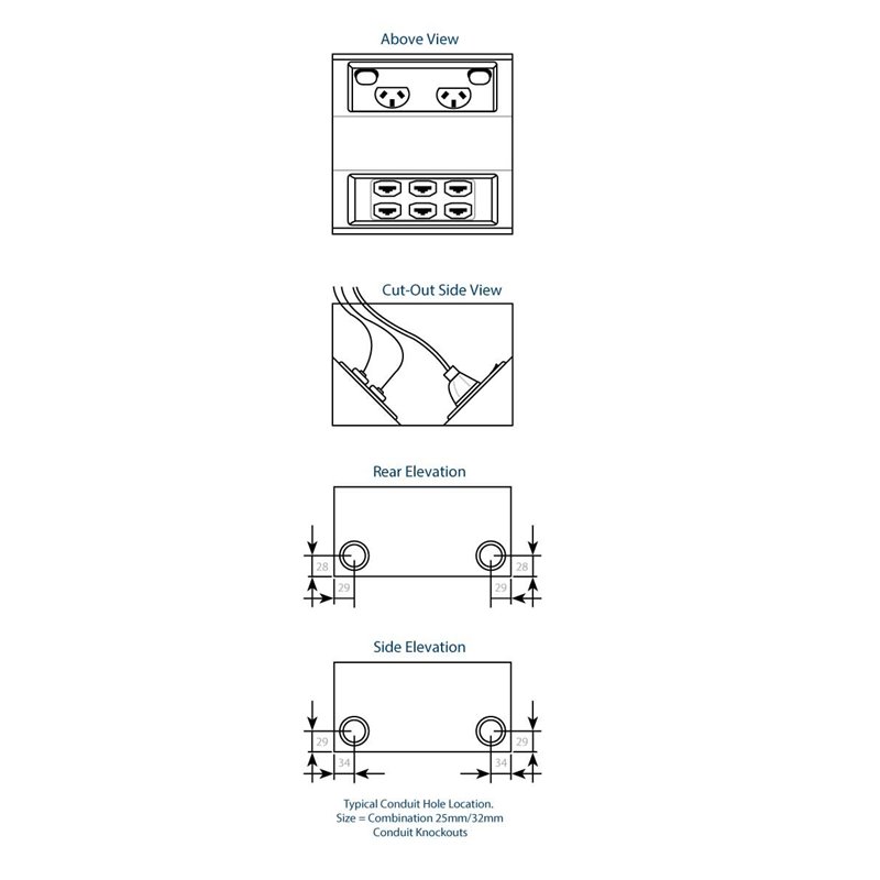 FOBSSF2STDO - FFOB-290S 1 x Standard DGPO Outlet and 6 x Single Data