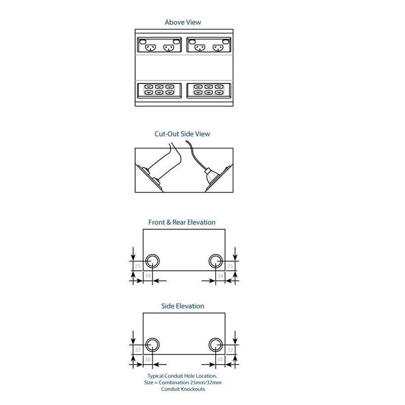 FOBSSR4STDO - FFOB-340/4P12D 4x STANDARD OUTLETS