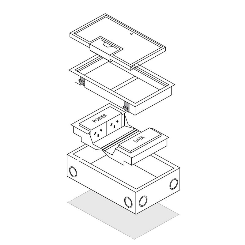 FOBPL2P2DS65 - FFOB-522 2 x 10amp AUTO SWITCHED SQUARE GPO OUTLET 2 X ...