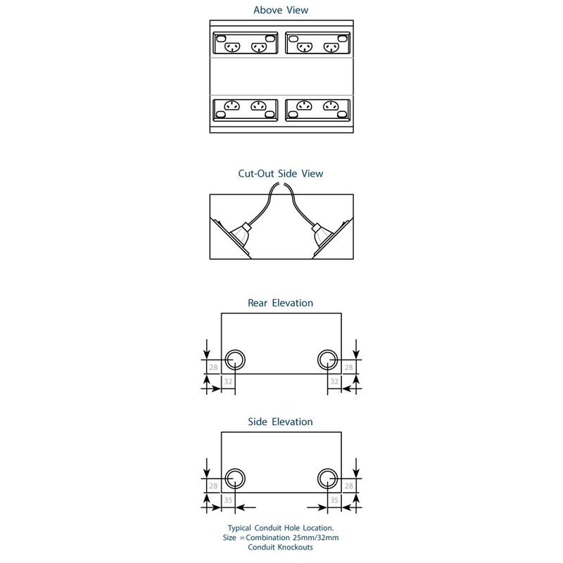 FOBPL4STDO - FFOB-568 4 x DGPO POWER OUTLETS