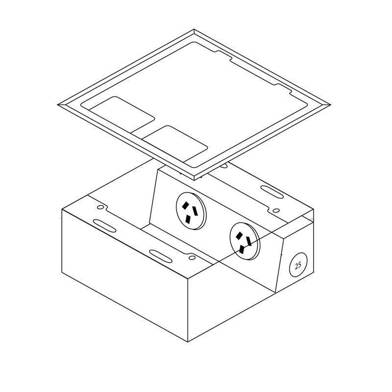 FOBSSBF2PS67 - FFOB-143BLK Floor Box 2 x 10Amp Round Auto switched GPOs