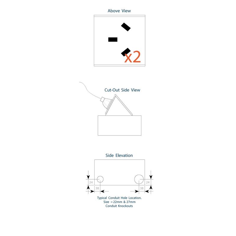 PUBRF2P - FFOB-122B 2 X 10Amp AUTO SWITCHED GPO OUTLET