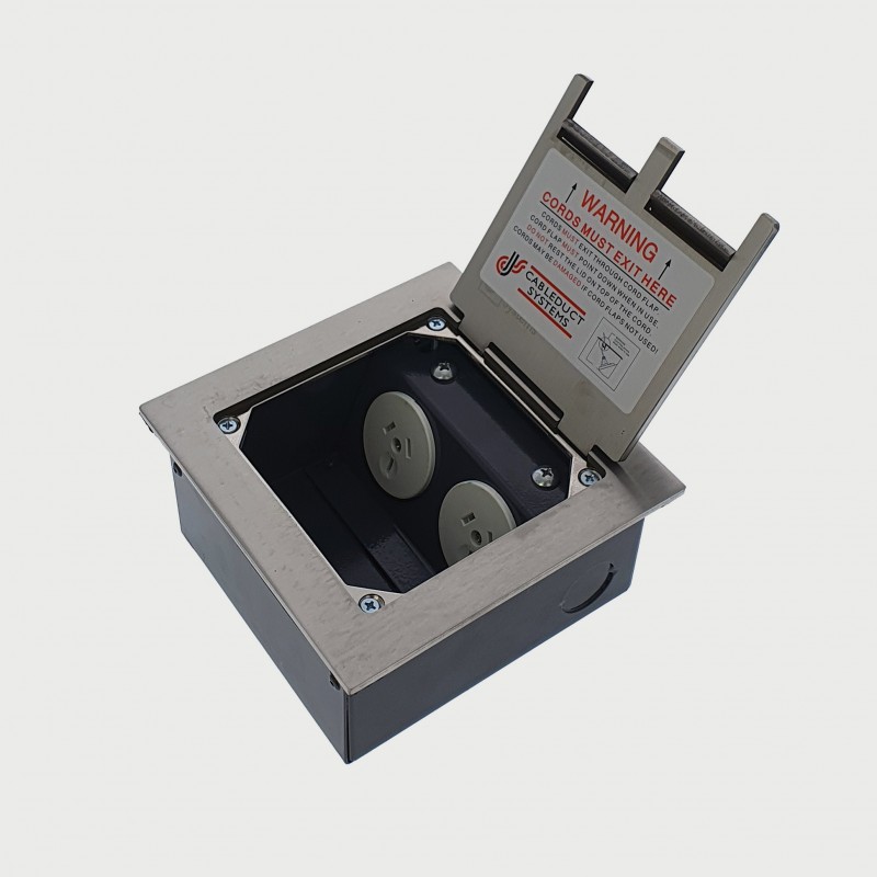 FOBSSF2PS67-SE - FFOB-143F Floor Box 2 x 10Amp Round Auto switched GPOs