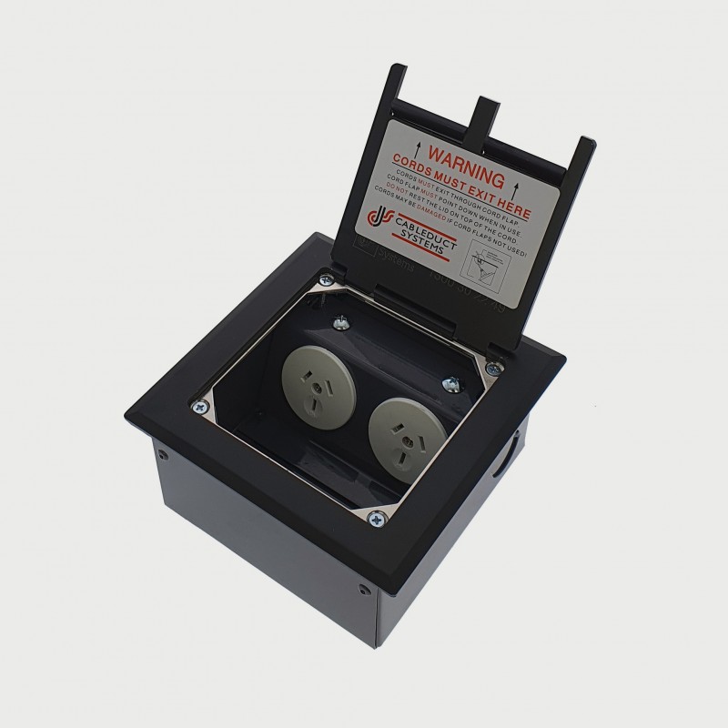 FOBSSBF2PS67 - FFOB-143BLK Floor Box 2 x 10Amp Round Auto switched GPOs