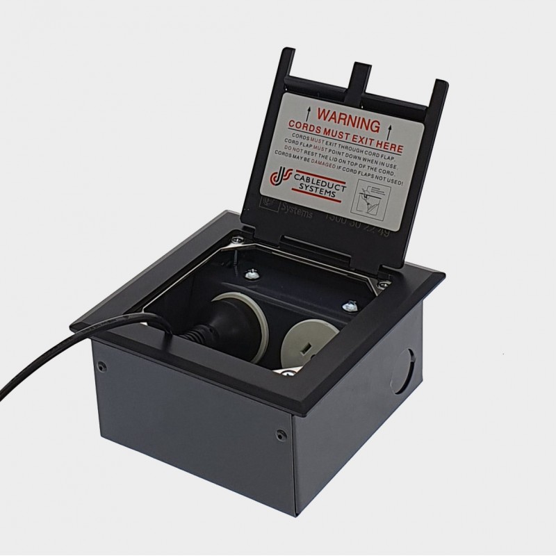 FOBSSBF2PS67 - FFOB-143BLK Floor Box 2 x 10Amp Round Auto switched GPOs