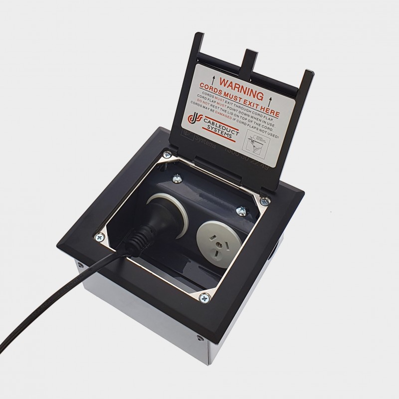 FOBSSBF2PS67 - FFOB-143BLK Floor Box 2 x 10Amp Round Auto switched GPOs