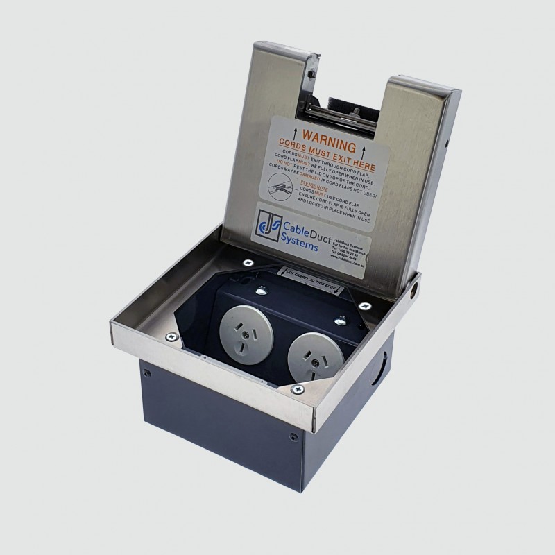 FOBSS19R2PS67 - FFOB-149/2A Floor Box 2 x 10Amp Round Auto switched GPOs