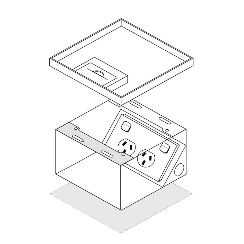 FOBSS19R1STDO - FFOB-149/2P Floor Box 1 x Standard GPO Outlet